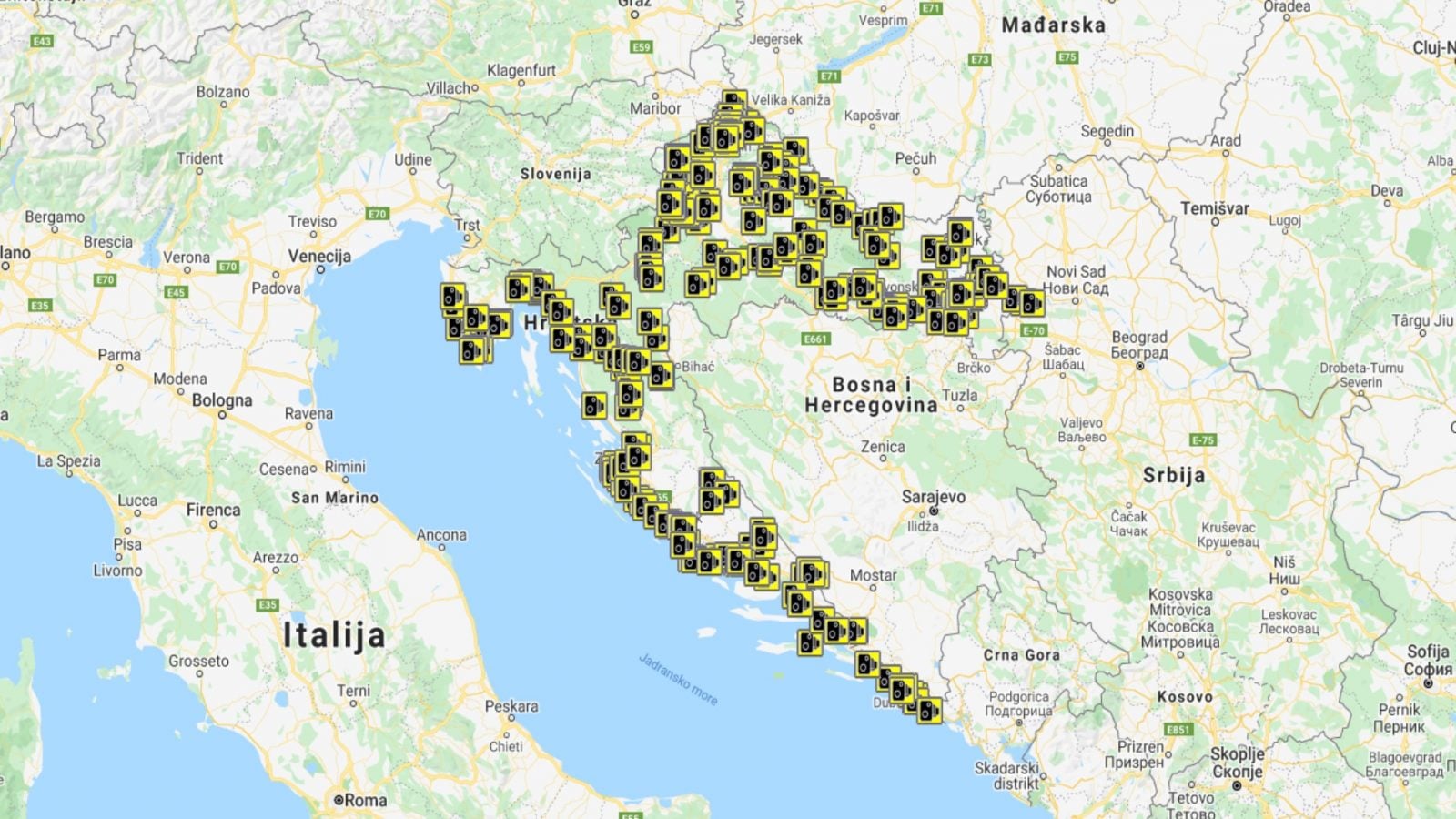 Ova karta Hrvatske otkriva gdje se sve nalaze kamere za brzinu