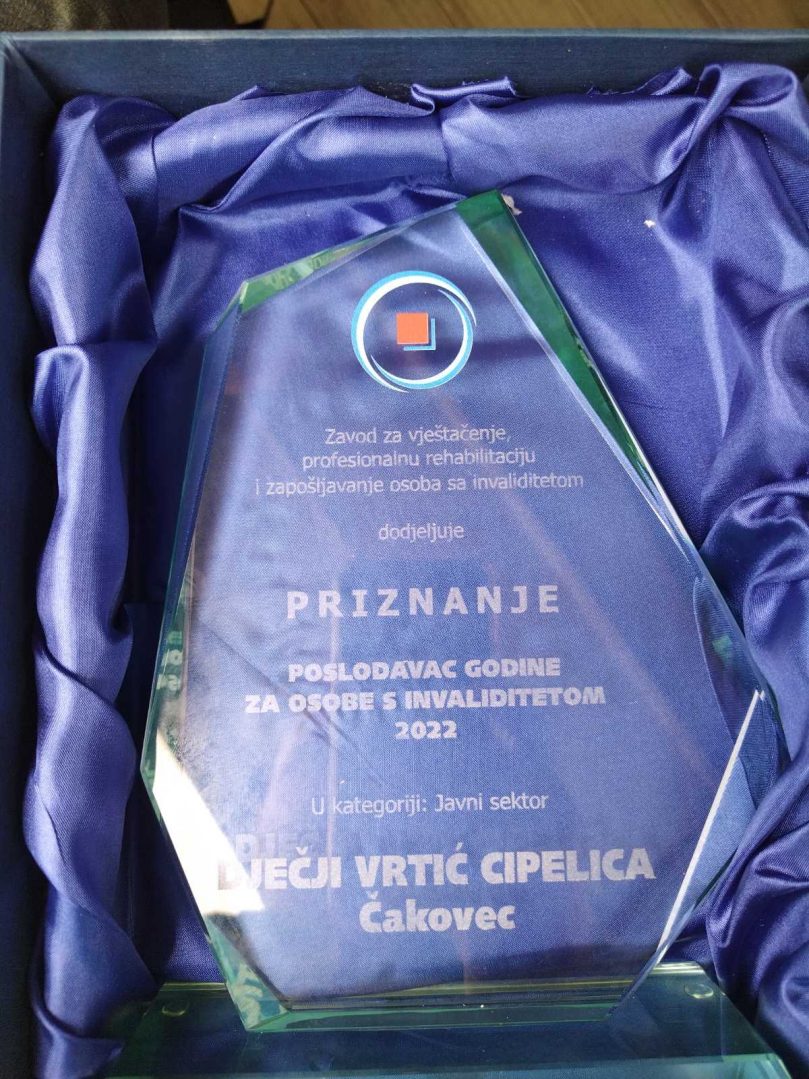 Dječji vrtić Cipelica dobitnik priznanja 'Poslodavac godine za osobe s ...