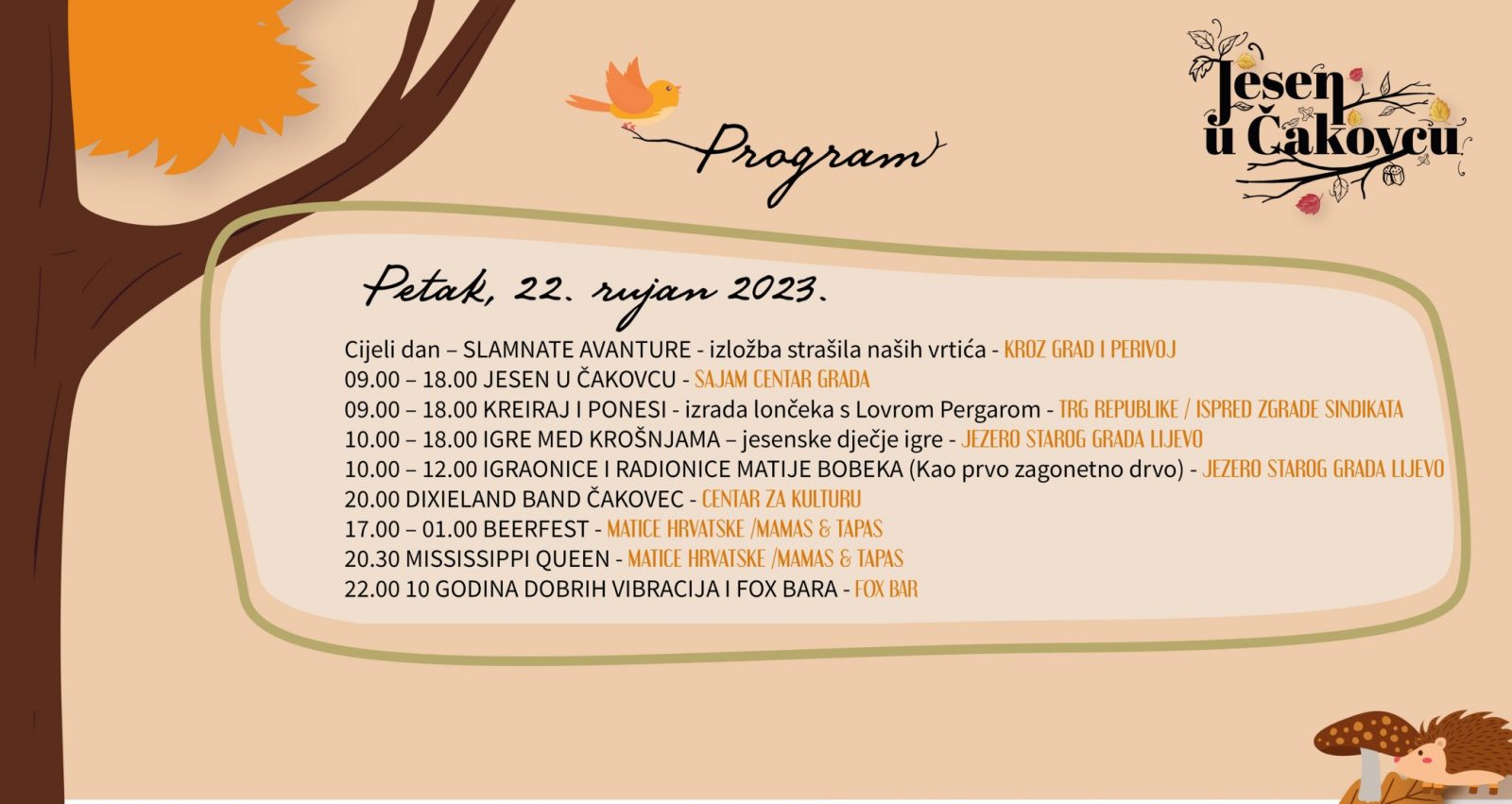 Donosimo program manifestacije "Jesen u Čakovcu!