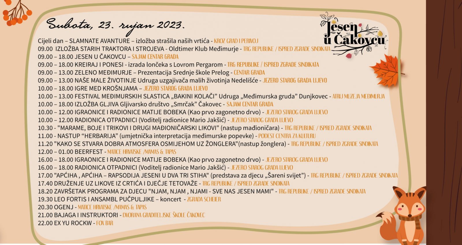 Donosimo program manifestacije "Jesen u Čakovcu!