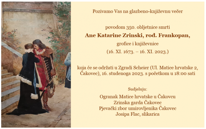 U četvrtak glazbeno-književna večer povodom 350. obljetnice smrti Ane ...