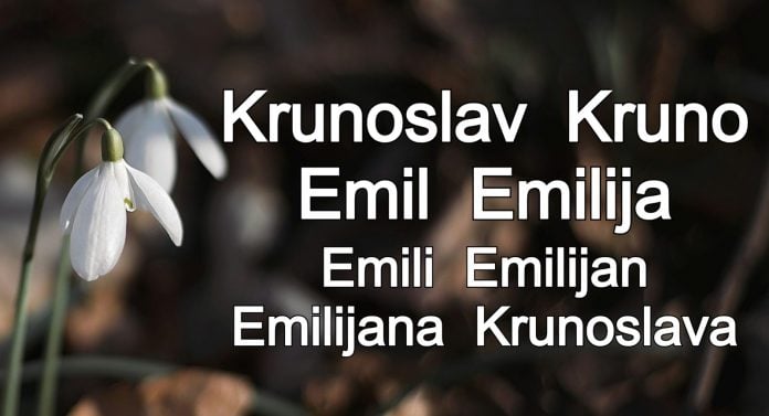 Imendan slave Krunoslav, Kruno, Krunoslava, Emil, Emili, Emilija ...